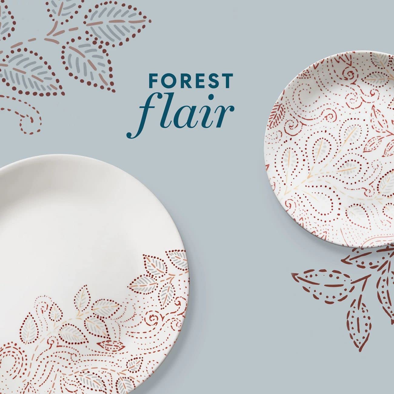 Corelle Leaf Stitch 12-Piece Dinnerware Set Service for 4 red, White