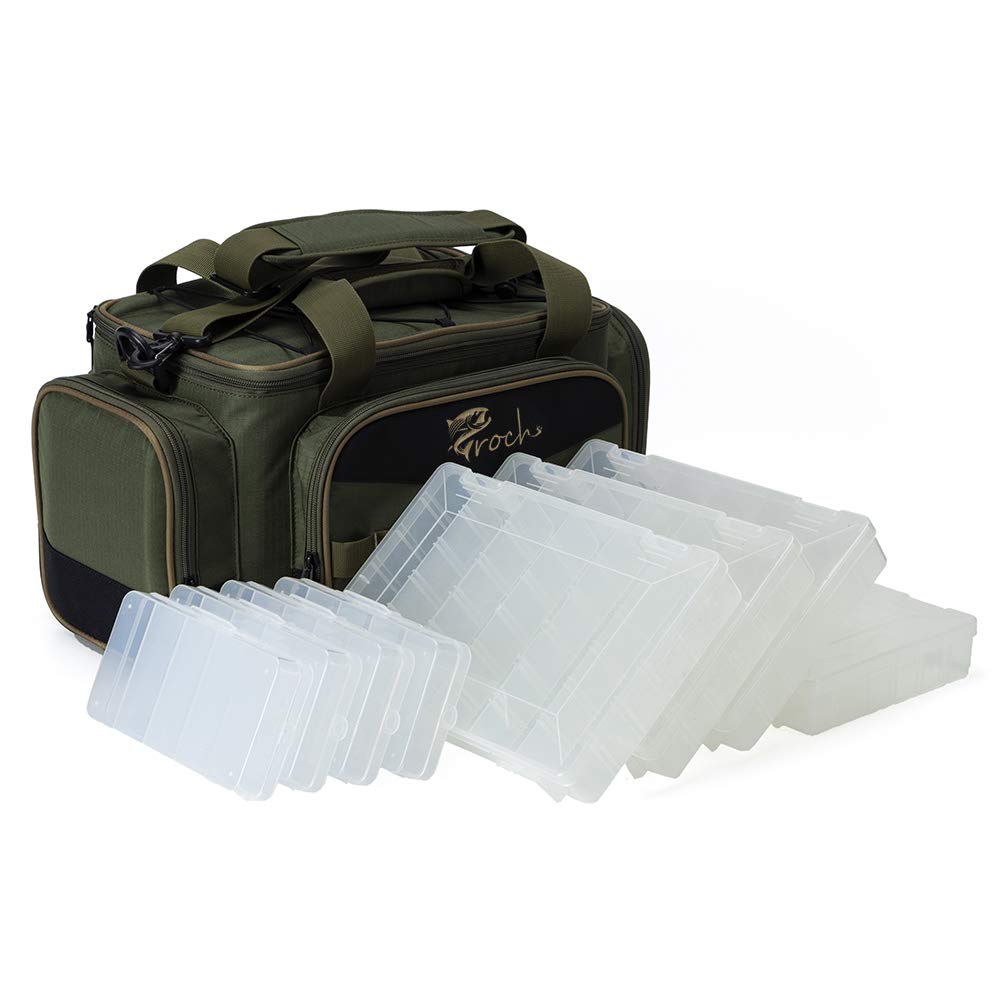 Croch Fishing Tackle Bags with 8 Trays Waterproof Tackle Bag Storage (Bag with 8 Trays)