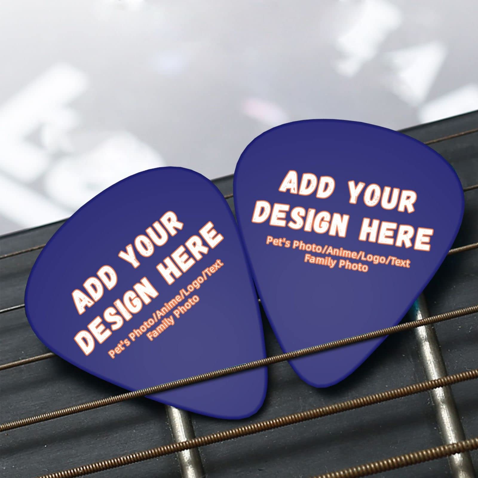 Custom Guitar Pick Packs of 12 Add Your Design Here Personalized Name Photo DIY Gift Thicknesses of 3 Medium Thin Heavy Plectrums for Bass Ukulele