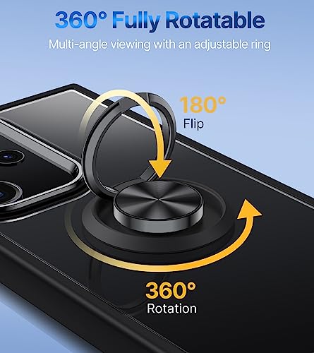 Silverback for Samsung Galaxy S22 Ultra Case Clear with Ring Stand, Shockproof Protective Slim Lightweight Phone Case for Galaxy S22 Ultra 5G 6.8 Inch, Black Clear