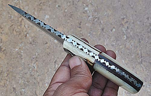 Custom Handmade Damascus Steel Hunting Knife/Skinner Knife AA-13126 (Natural Stag Horn and Bone)