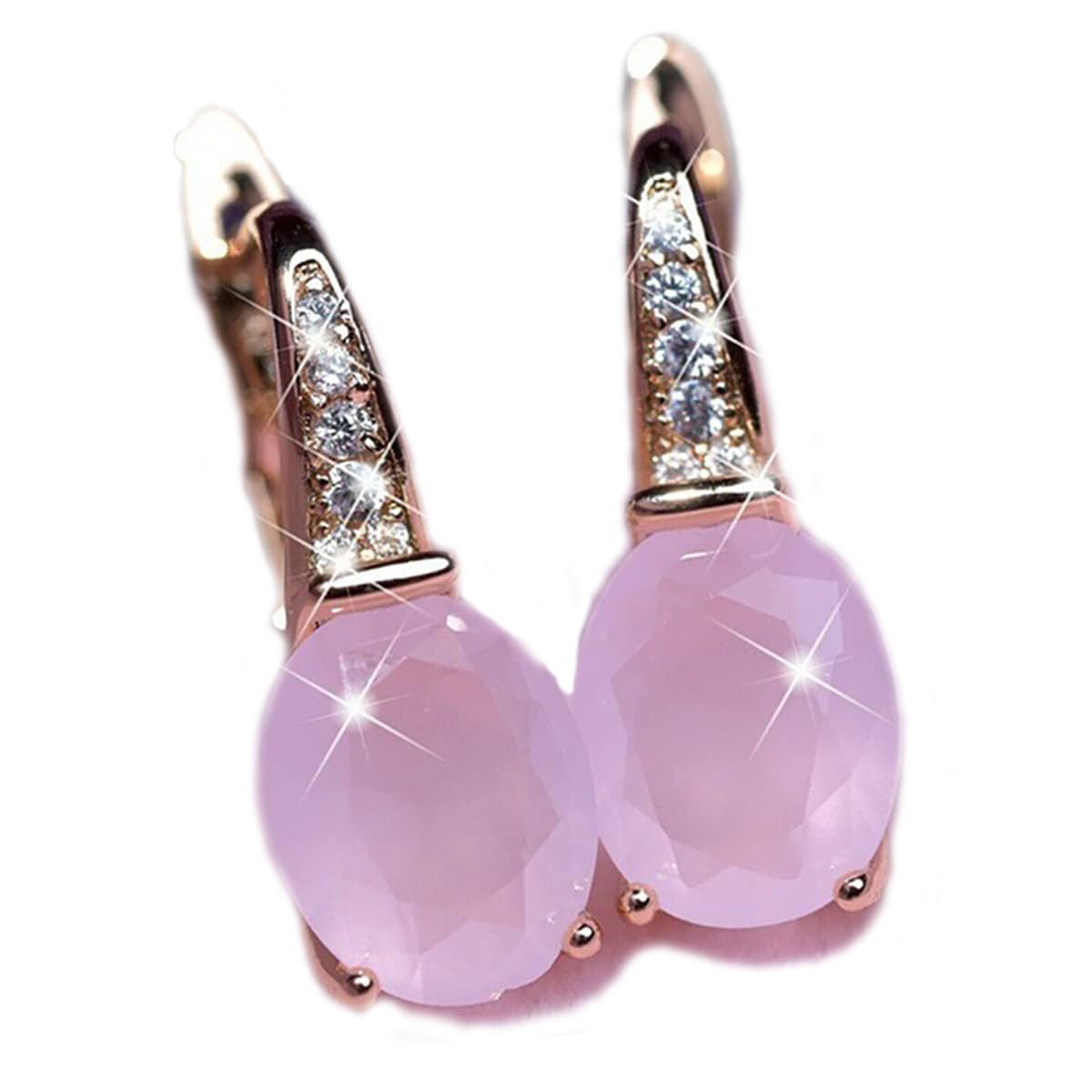EKIDAZ Pink Moonstone Earring for Women, 925 Diamond Earring Micro-Encrusted Crystal Earrings, Highlight The Temperament Earrings Birthday Valentine's Day Gift for Women/Girls