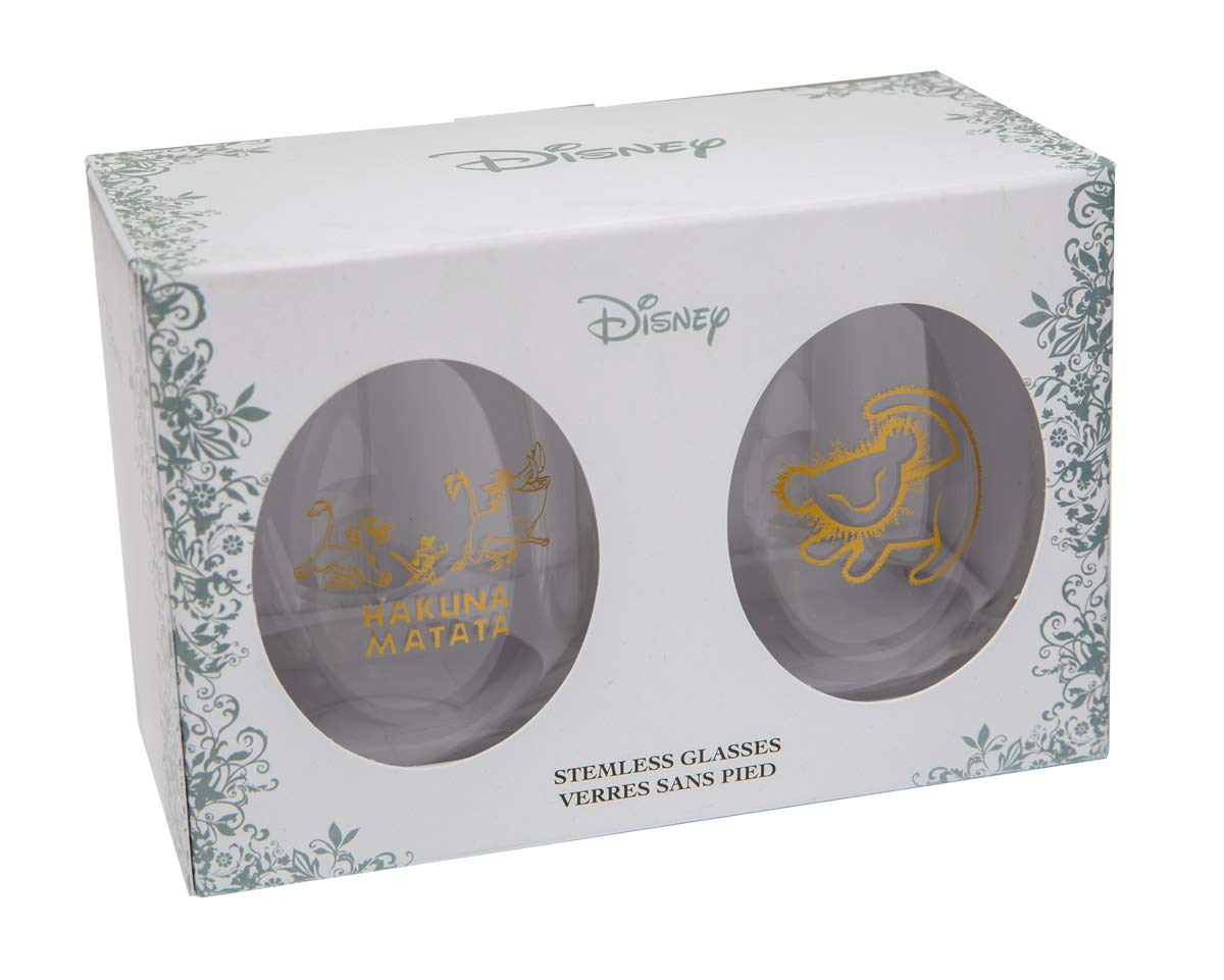 Disney Classics Collectible Stemmless Wine Glass Sets - 16 Ounces - Set of 2 (Lion King)