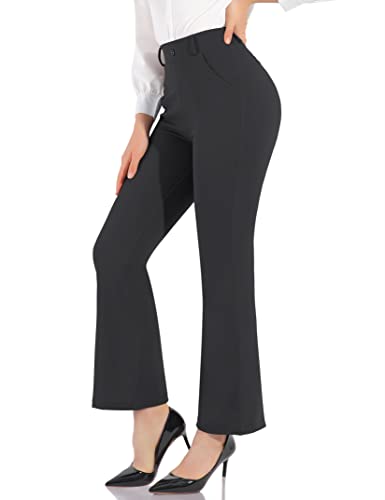 PMIYS Stretchy Dress Pants for Women Bootcut Yoga Pants Wide Leg Work Pant with Pockets XX-Large Black