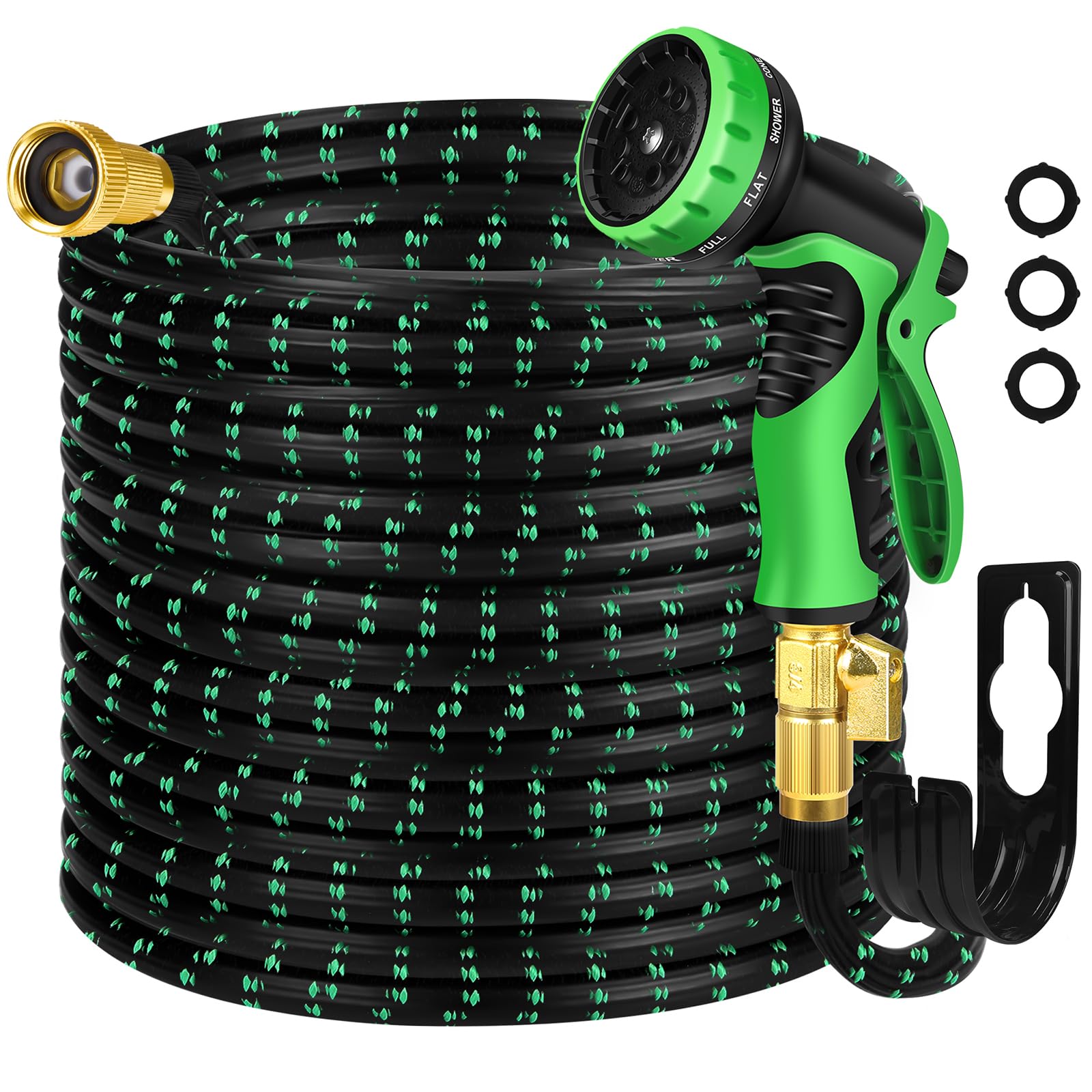 Expandable Garden Hose 100 ft Water Hose Flexible 100ft-Durable 9 Way Spray Nozzle-3/4ββ Solid Brass- Lightweight No Kink Flex Expanding Long Outdoor Hose Pipe