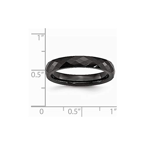 Ceramic Engravable Black 4mm Faceted Polished Band Ring Size 7 Jewelry for Women