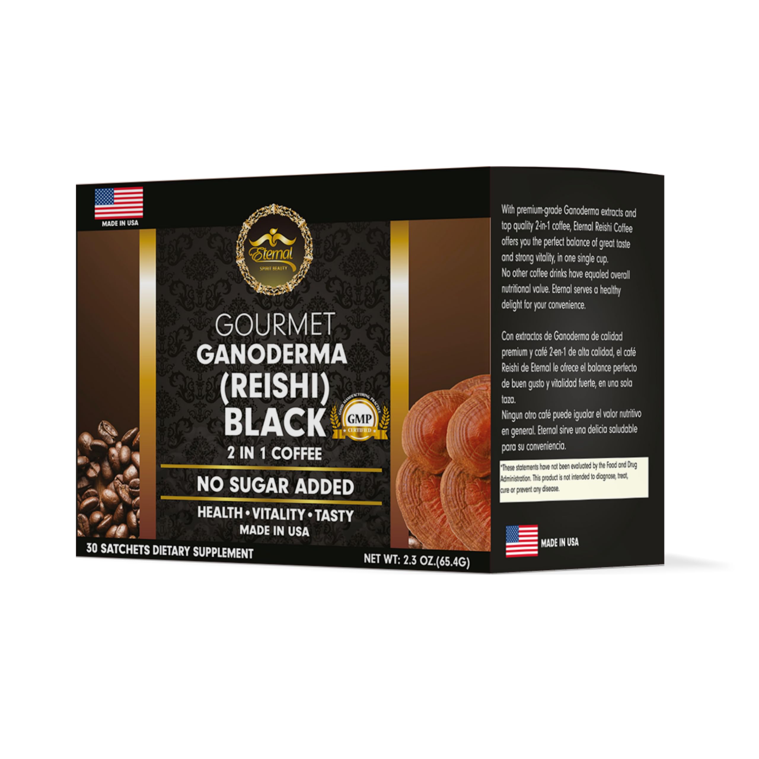 Eternal Spirit Beauty Asian Black Coffee Singles - Unparalleled Convenience in Individual Packets for Quick and Flavorful Energy (30 Sachets - 0.07 Oz Each)