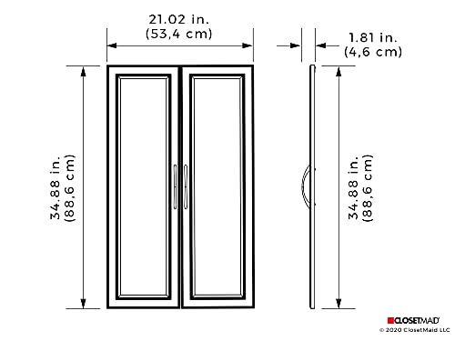 ClosetMaid Modular Storage Pair Set, 2 Glass Pane Doors, Wood Closet Organizer Shaker Style, Add On Accessory for Shelf Units, White, 34.88" H x 21.02" W x 1.81" D