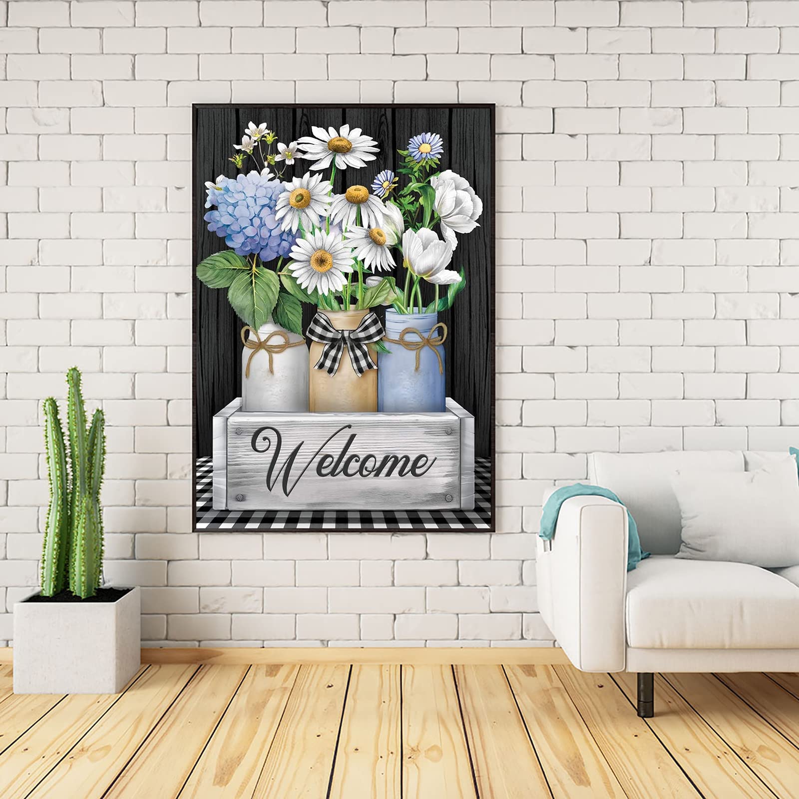 CHWGLFGG 5D Flowers Diamond Painting Kits for Adults Beginners,Welcome Spring Diamond Art Kits,DIY Flower Full Round Drill Gem Art Kit,Home Wall Decor 12 x 16 Inch
