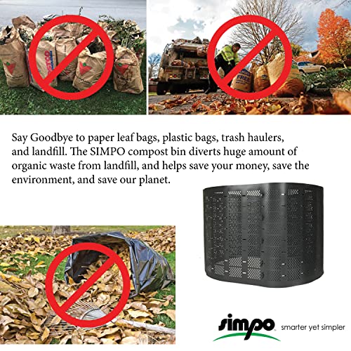 SIMPO 300 Gallon Composter Expandable Backyard Outdoor Compost Bin Easy Setup Large Capacity High Efficiency Fast Compost Maker (300 Gallons)