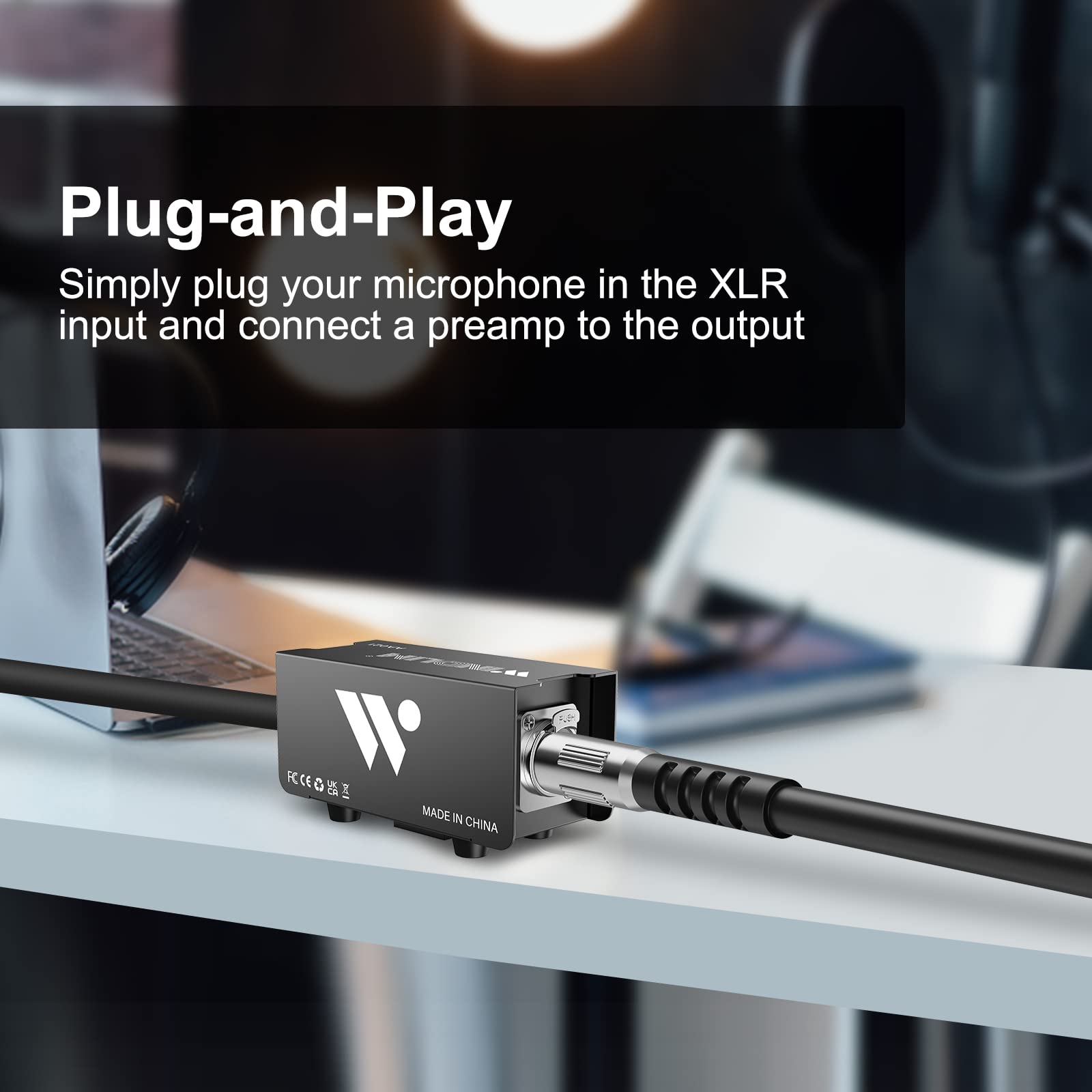 Dynamic Microphones Preamps, Ribbon Mic Activator XLR Preamp Booster for Livestream, Broadcast, Podcast, Vocal Recordings