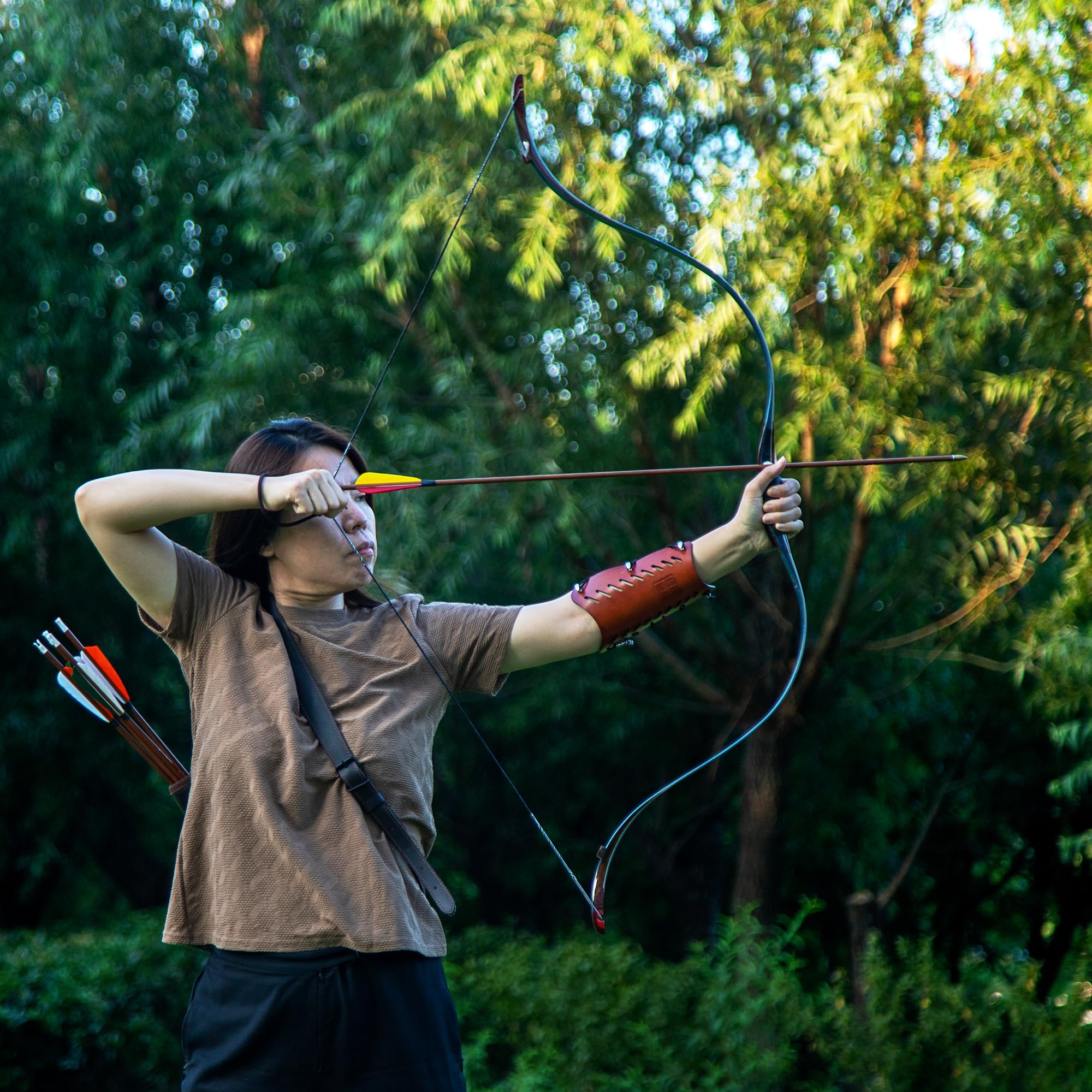 Deerseeker Archery 52" Longbow Traditional Handmade Recurve Bows Ambidextrous Horsebows for Adults & Youth Hunting Target Shooting 20lb-70lb (65lbs)