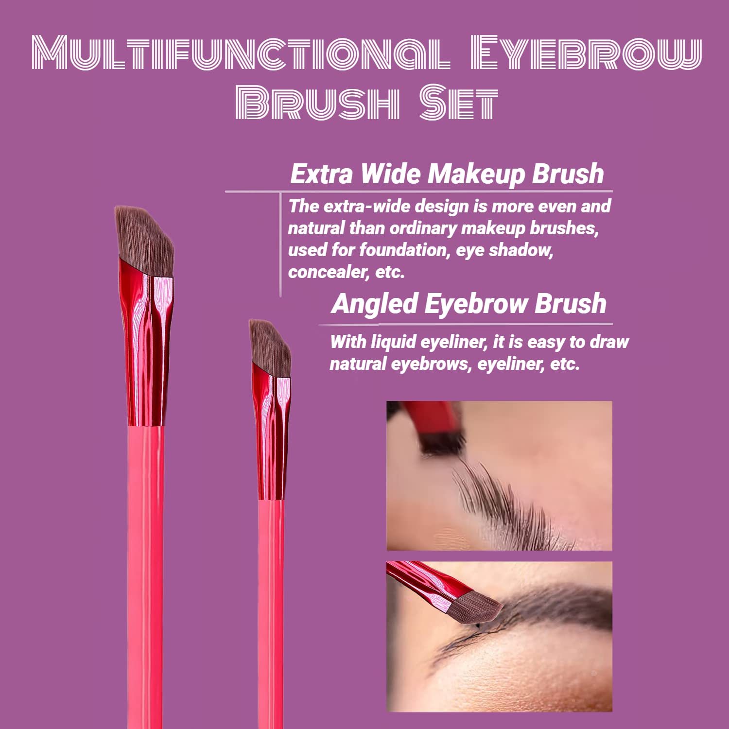 Eyebrow Brush Professional Eyebrow Brush Multi Function Eyebrow Brush Three-dimensional Concealer Makeup Brush Angled Eyebrow Hairline Brush丨2 Pieces (large And Small)…