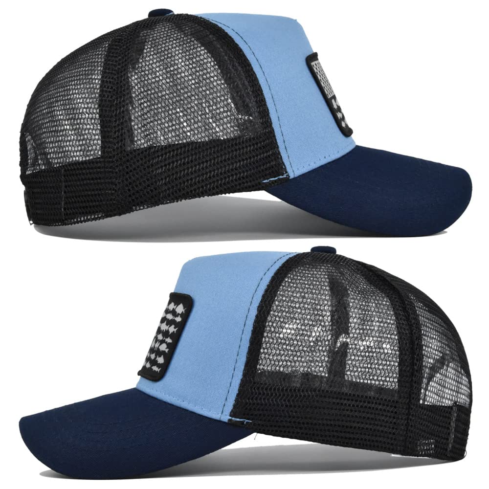 Fish Flag Mesh Snap Back-High Baseball Cap/Men Women Mesh Baseball Snapback Cap/Outdoor Baseball Hat for Adults (Black)