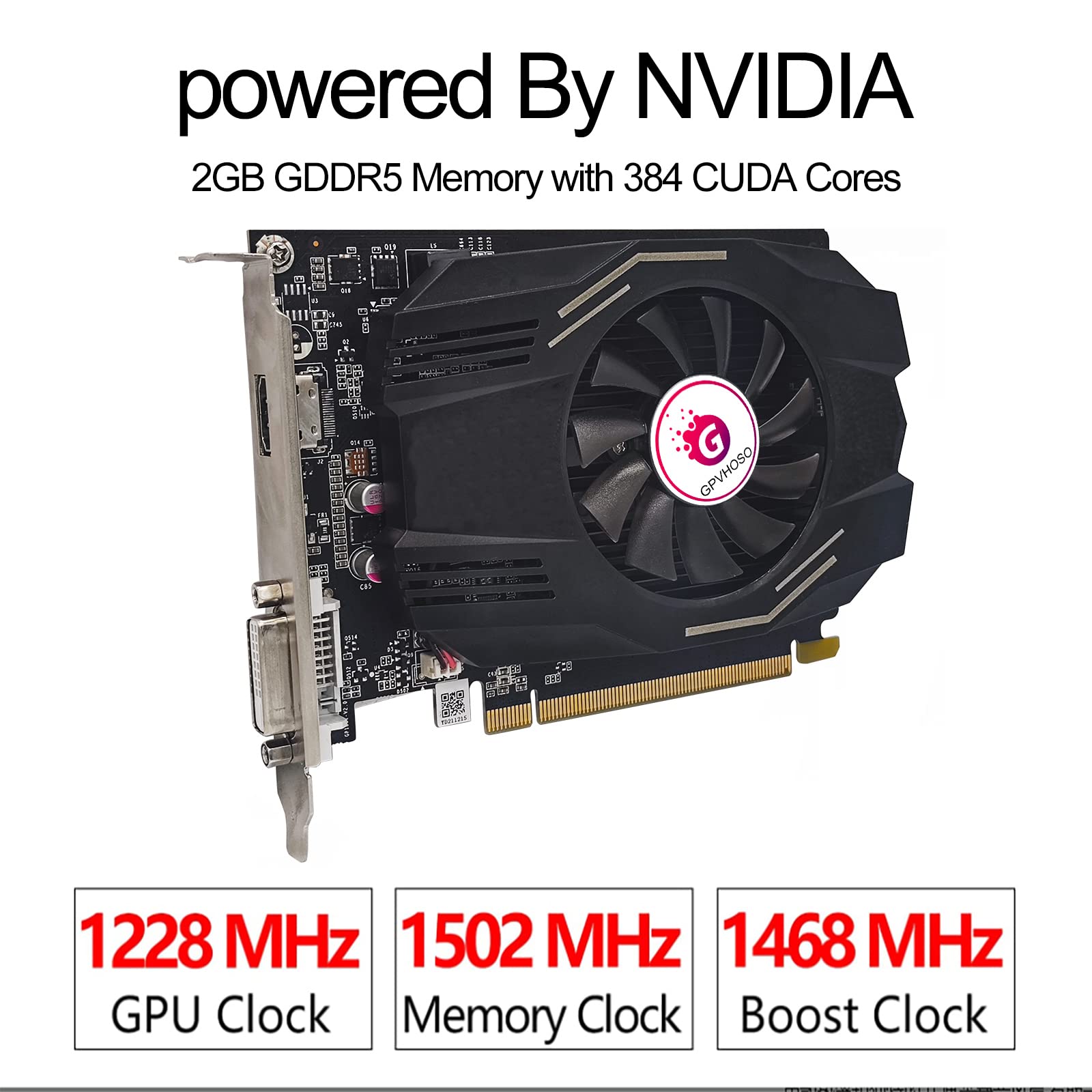 GPVHOSO GeForce GT 1030 GDDR5 2GB 64 Bit DVI-D HDMI Output Graphics Card Computer, Video Card for PC Gaming