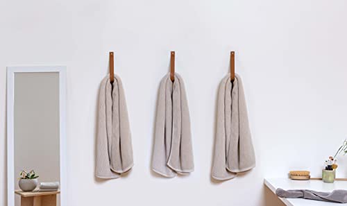 KEYAIIRA - Large Leather Wall Hook, minimal wall hanging strap towel hook rack wall leather loop strap for scarf hook storage hanger towel holder coat hooks decorative
