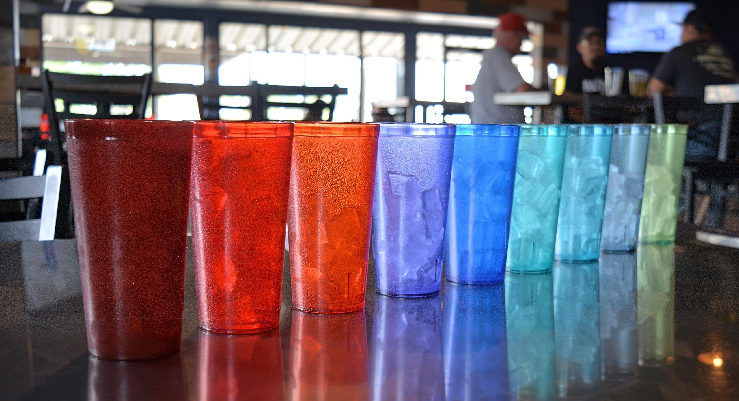 Party Outlaw Dark Blue Plastic Cup Tumblers 6 Pc 32oz Lightweight, Heavy Duty Stackable Cafe Style Plastic Glasses. Reusable & Dishwasher Safe Ice Tea & Water Cupsafe Ice Tea & Water Cups