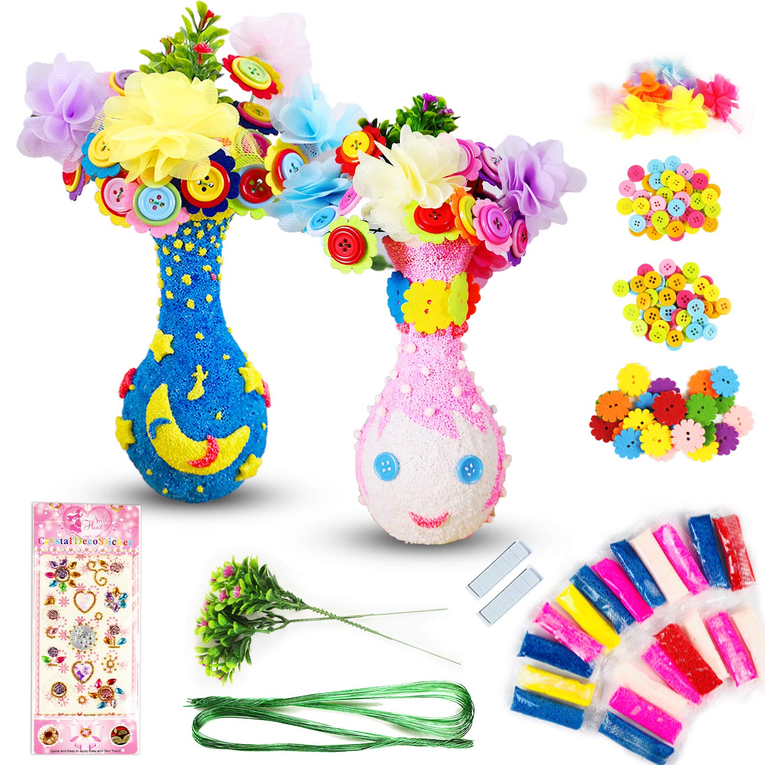 Wiseplz Flower Crafts Kit for Kids, 2 Packs Arts and Crafts for Kids Ages 3 -12 DIY Craft Project for Girls & Boys Art Supplies Sets for Kids Ages 5 -12 Year Old Birthday Gifts for Girls