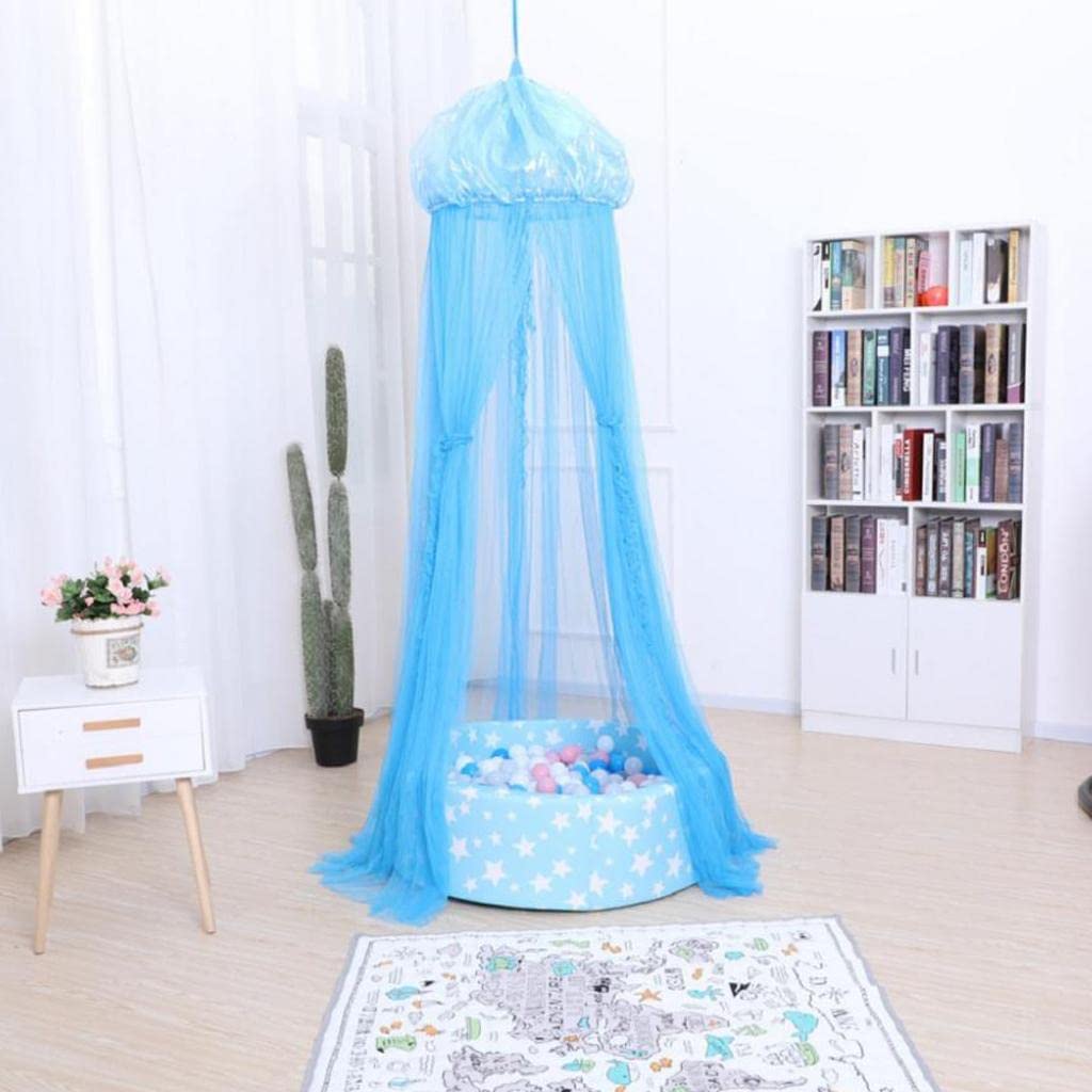 CUTICATE Kids Bed Canopy with Hanging Mosquito Net for Baby Crib Nook, Jellyfish Castle Game Tent Nursery Play, Summer Room Decor (Blue)
