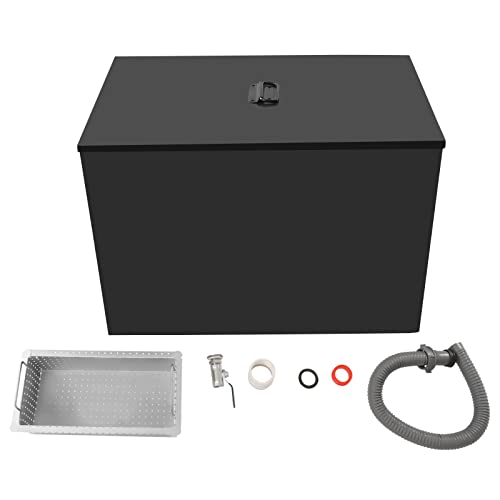 SNKOURIN 20 LB Commercial Grease Interceptor, Under Sink Grease Trap with 2.2 GPM Flow Rate, Stainless Steel Grease Traps for Restaurant Canteen Factory Home Kitchen, Black