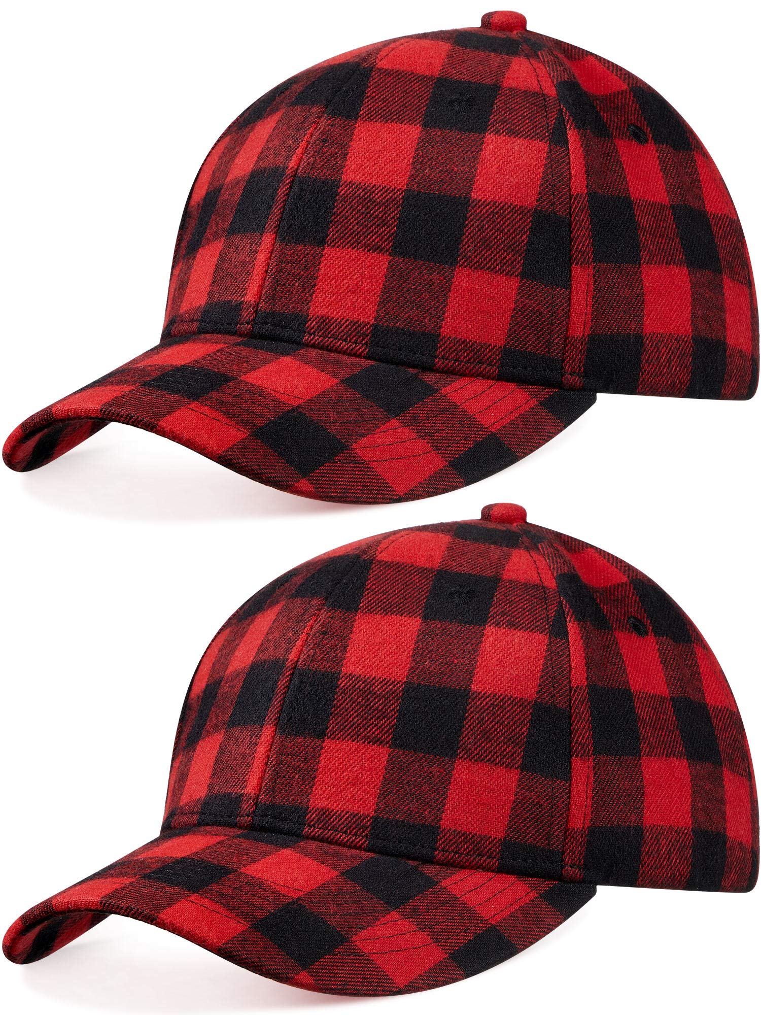 Classic Plaid Print Baseball Caps Red-Black Checkered Hat Buffalo Plaid Christmas Hat for Women Men (2)