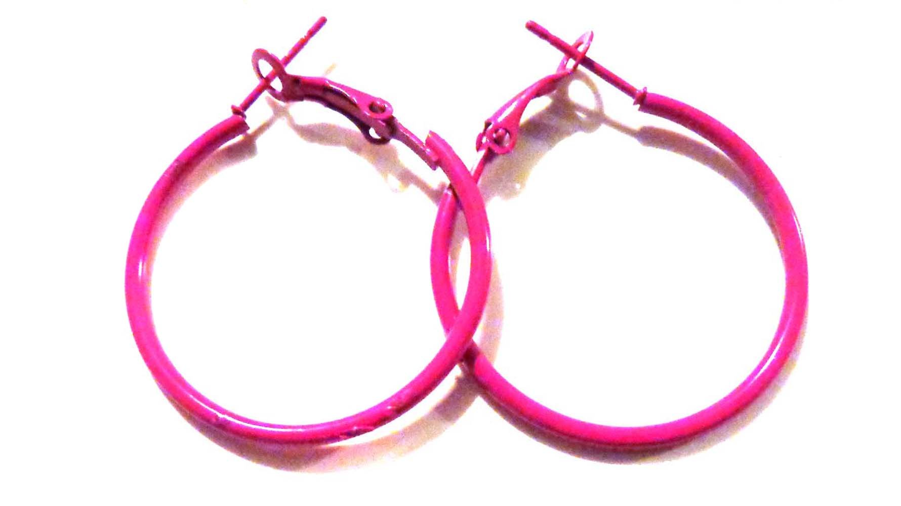 Color Hoop Earrings Very Small Thin Hoop Earrings 1 Inch Hot Pink Hoop Earrings