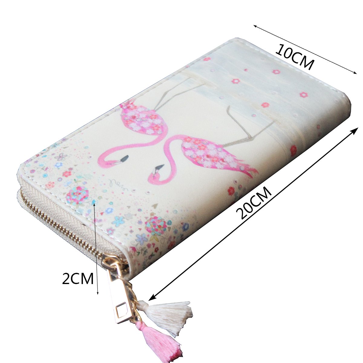 Timlee Cute Unicorn Long Wallets Pink Flamingo Wallets With Tassels Long Purse Girls Christmas Gift(Flamingo)