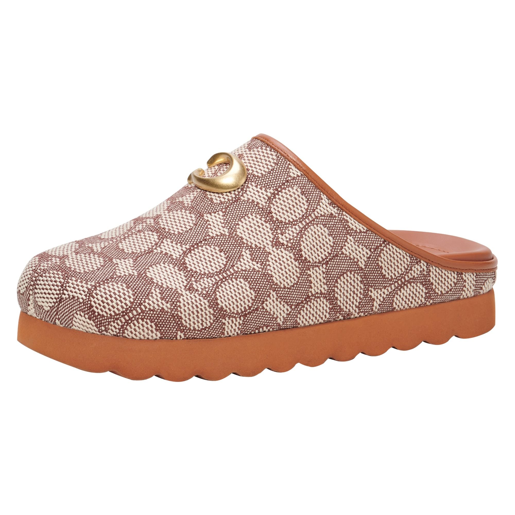 Coach Women's Hadley Signature Jacquard Slipper, Cocoa/Burnished Amber, 7