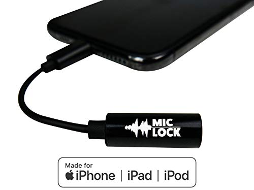 Mic-Lock Lightning with Sound Pass - Audio and Data Security Privacy Protector - Lightning to 3.5mm Headphone Adapter (Single Pack)