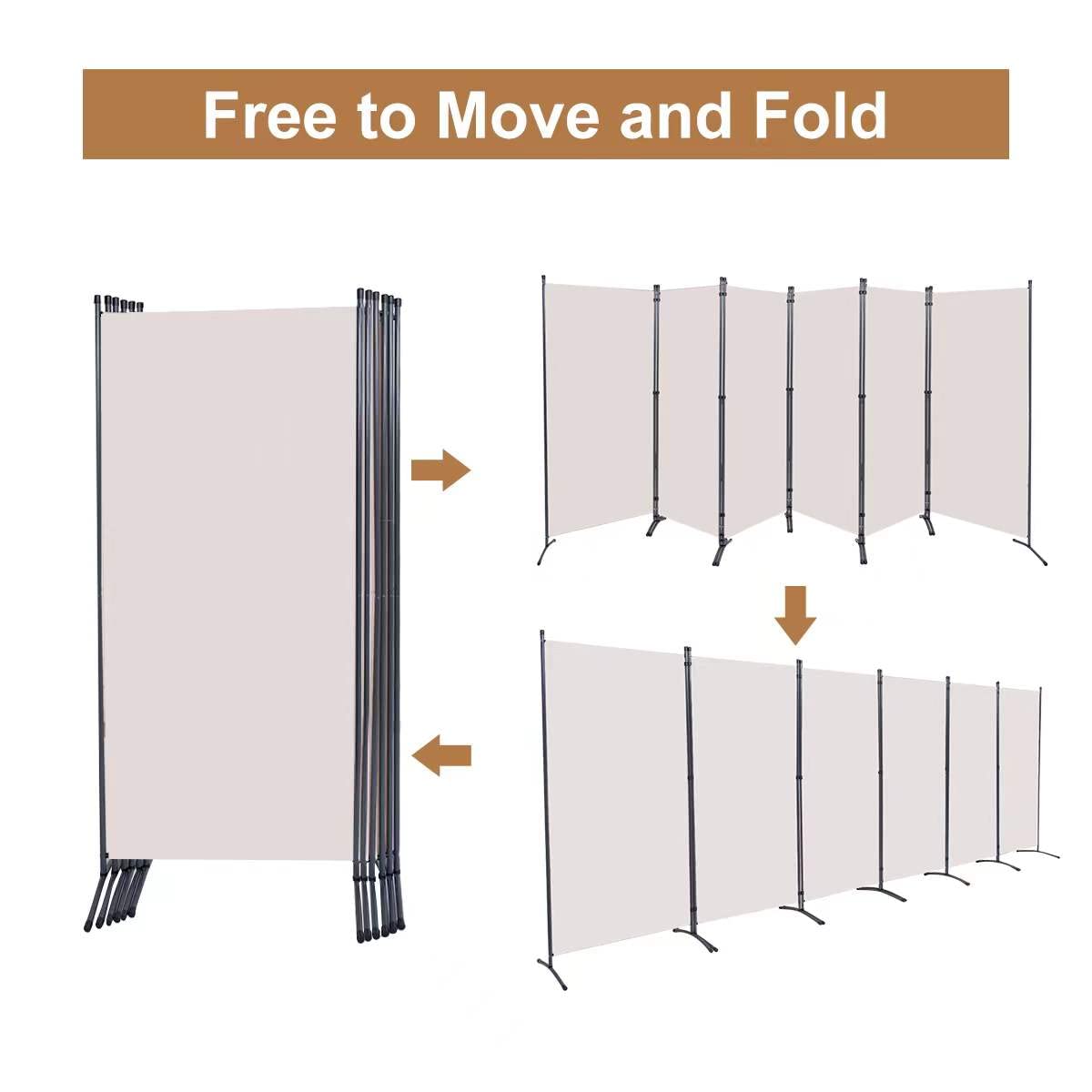 JVVMNJLK Indoor Room Divider, Portable Office Divider Room Divider Wall Divider Screen 6 Panel, Folding Partition Privacy Screen Walls Dividers for Room Separator 204" W x 71.3" H, Black