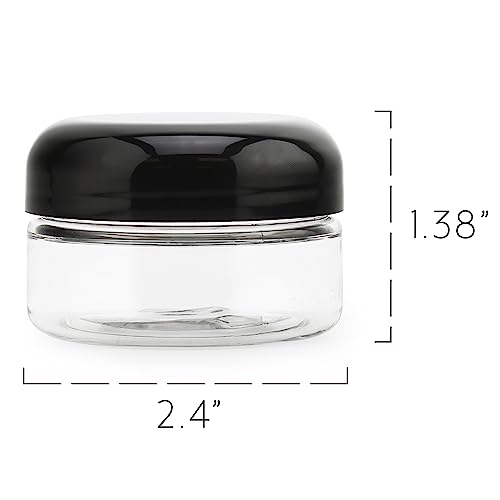 Cornucopia 2oz Clear Plastic Jars (15-Pack); Clear Plastic Containers with Domed Lids Perfect for Cosmetics and Food