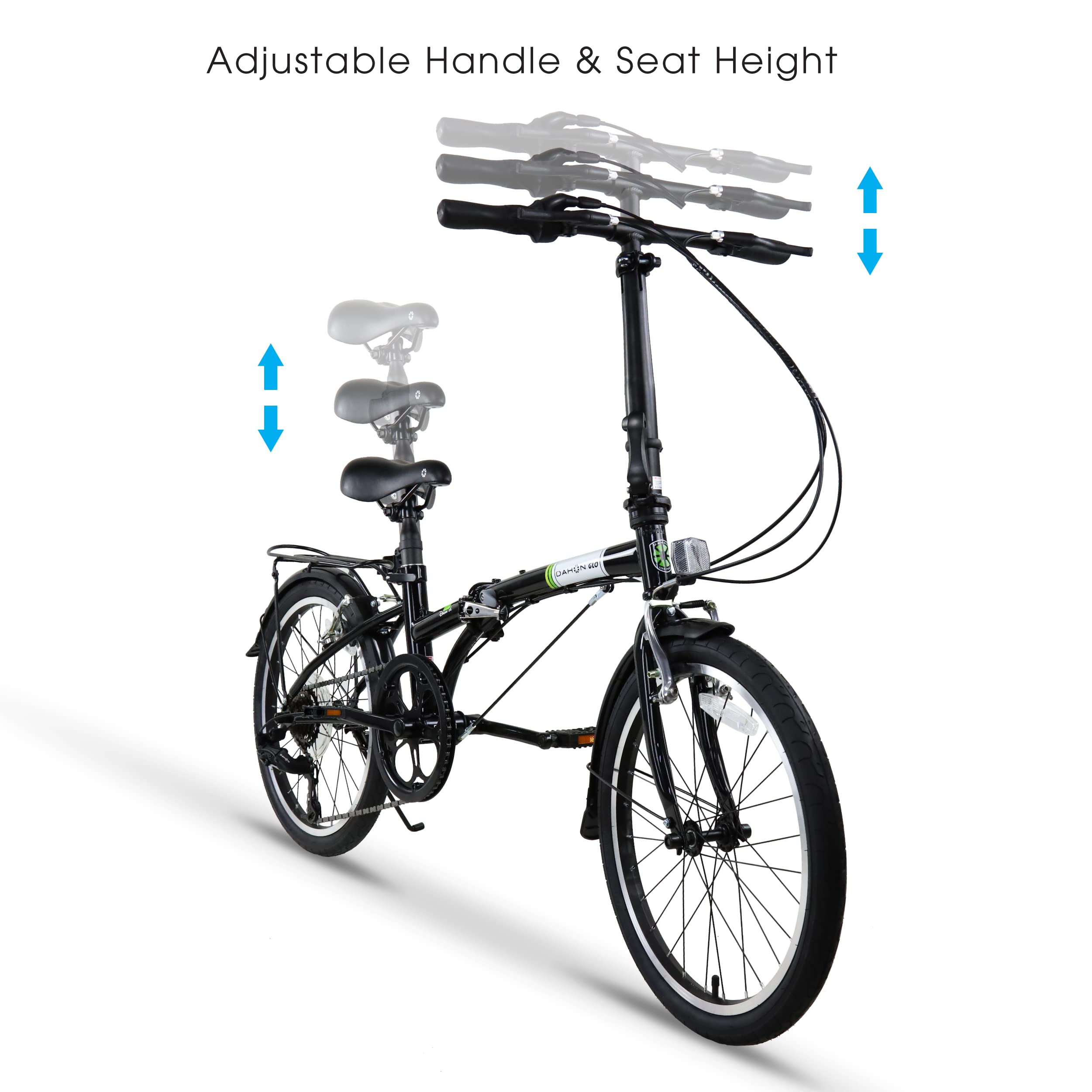 Dahon Dream D6 Folding Bike, Lightweight Aluminum Frame; 6-Speed Gears; 20β Foldable Bicycle for Adults,Black