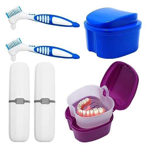 North Hex Denture Case for Men & Women - Pack of 2 | Plug Type Seal | Premium Quality Retainer Cases, Ideal for Soaking Dentures, Braces, Pacifier Storage, Peace, Travel Denture Box