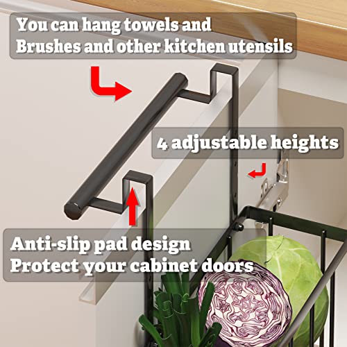 DLCBROUS 2 Pack Cabinet Door Organizer, Cabinet Door Organizer with Towel bar, Cutting Board Organizer, for foil, Cling Film, Baking Tray, Ingredient Storage