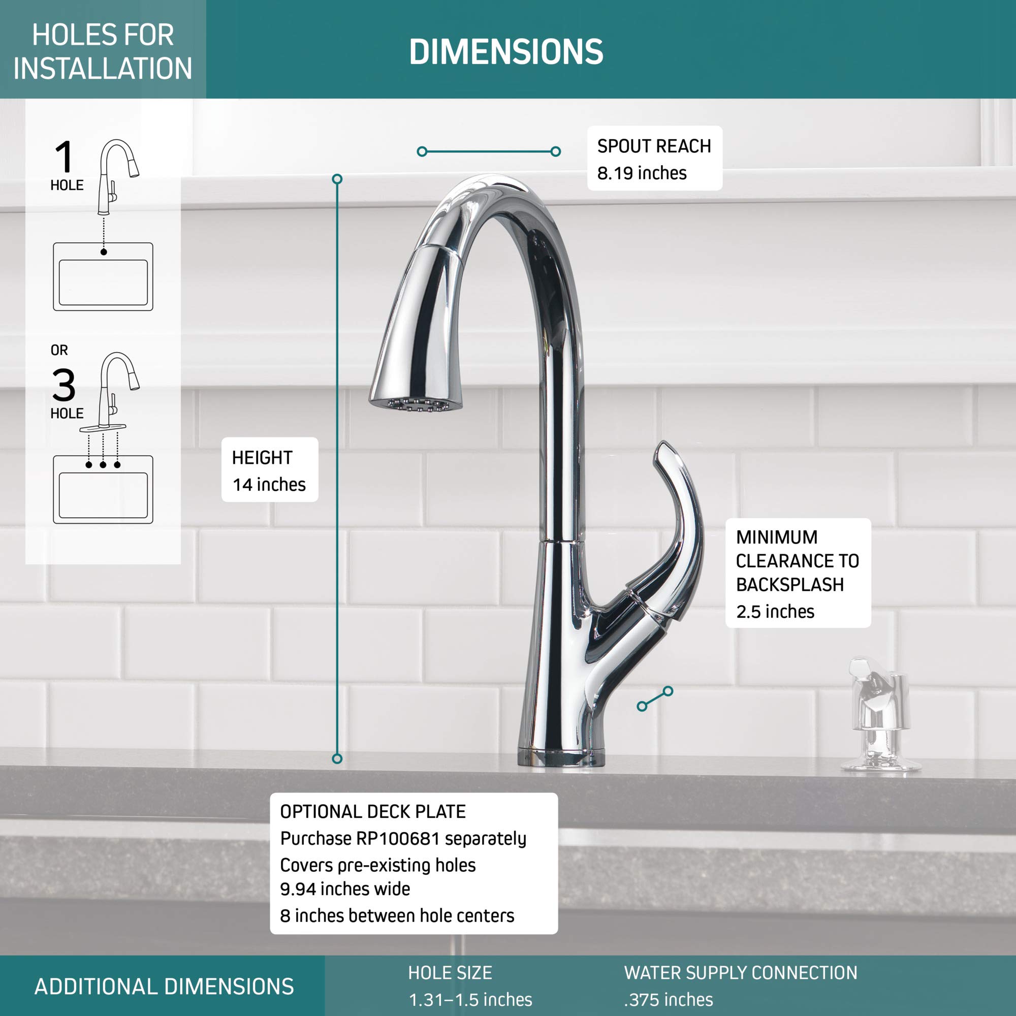 Peerless P7935LF Parkwood Single Handle Pulldown Kitchen Faucet Pull-Down, Chrome