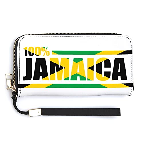 FunnyStar 100% Pride JAMAICA Women's Long RFID Hand Wallet Wristlet Clutch Purse PU Leather Handbag with Wrist Strap
