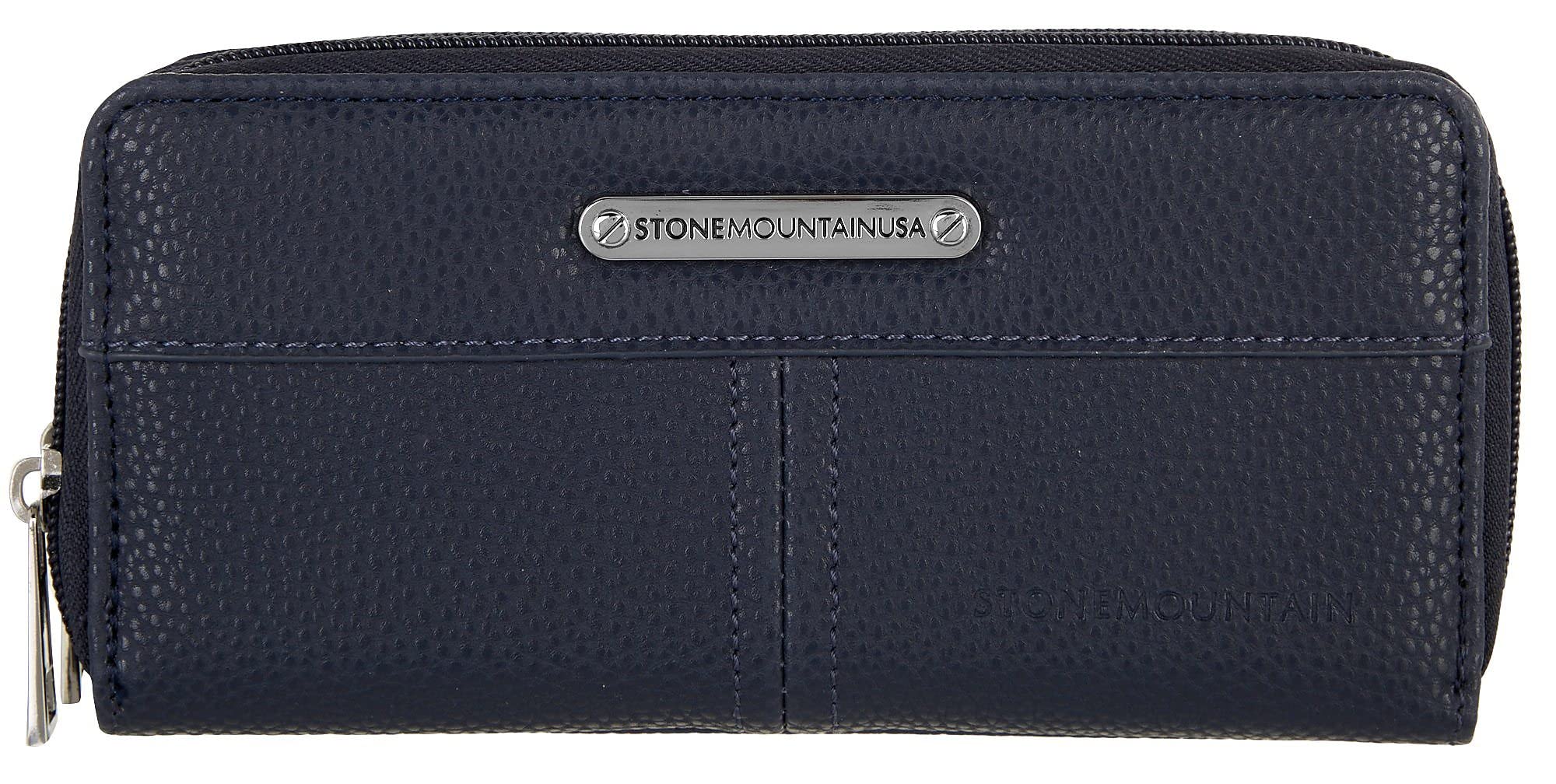 New Stone Mountain Wallet & Checkbook Purse Bag Genuine Leather Navy 2 Piece