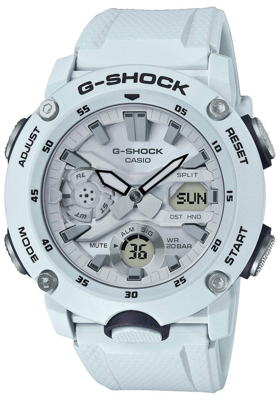 Casio GA2000S-7A Men's Carbon Core Guard Analog Digital Alarm Chronograph White G Shock Watch