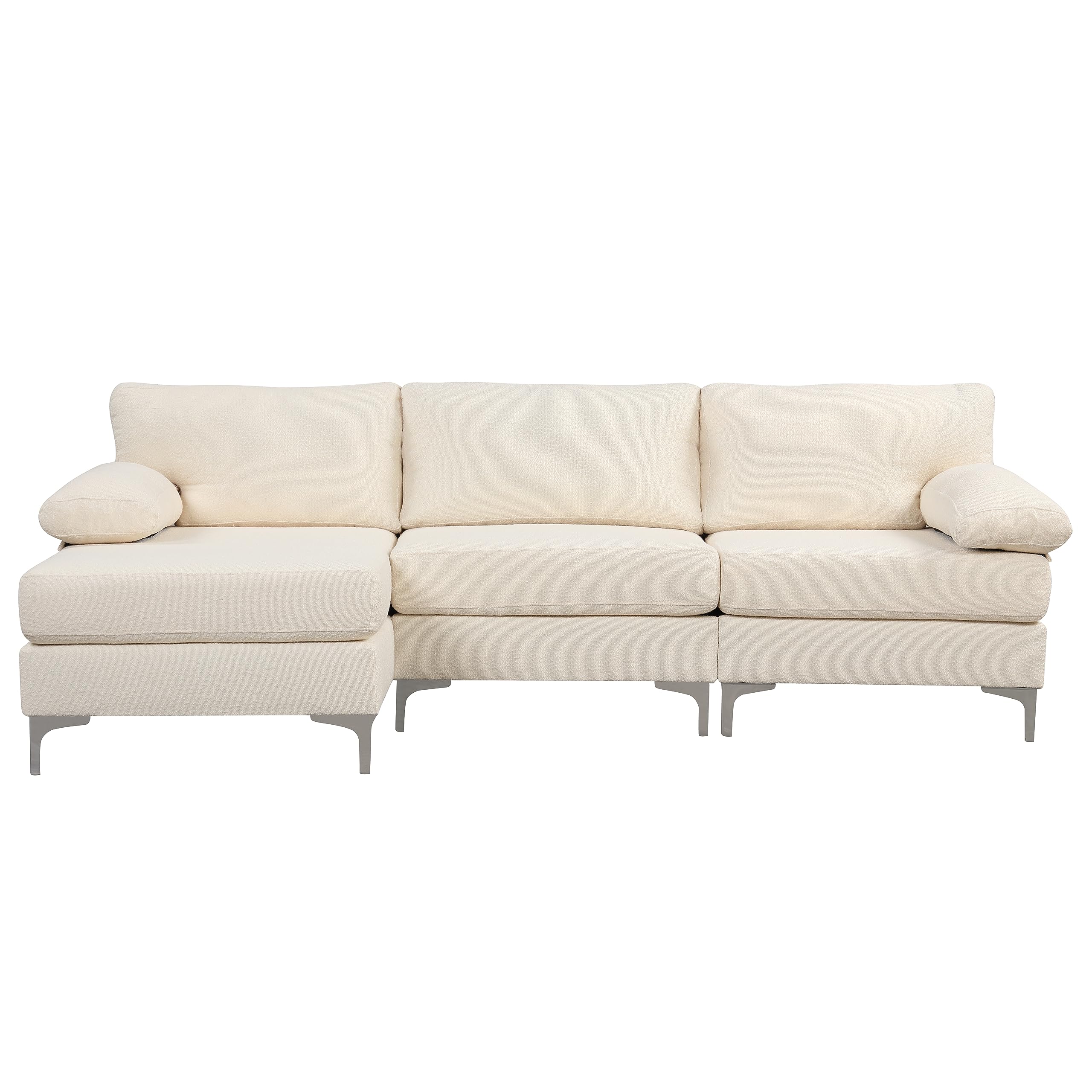Casa Andrea Milano Luxury Modern Large Boucle L-Shape Sectional Sofa, with Extra Wide Chaise Lounge Couch