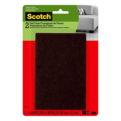 Scotch SP820-NA Felt Furniture Pads, 4 in x 6 in, Brown, 2 Count