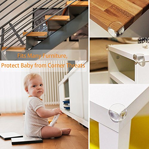Cunina Corner Protector, 24-Pack Transparent Baby Proofing Safety Corner Edge Guards, Furniture Table Sharp Corner Guard Protectors Bumper for Baby Child Kids