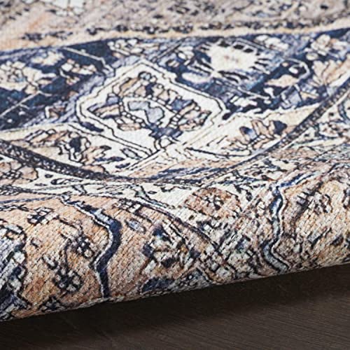 Nourison Brilliance Machine Washable Traditional Vintage Ivory Blue 2' x 4' Area-Rug-Easy-clean, Non Shedding, Bed Room, Living Room, Dining Room, Kitchen (2x4)