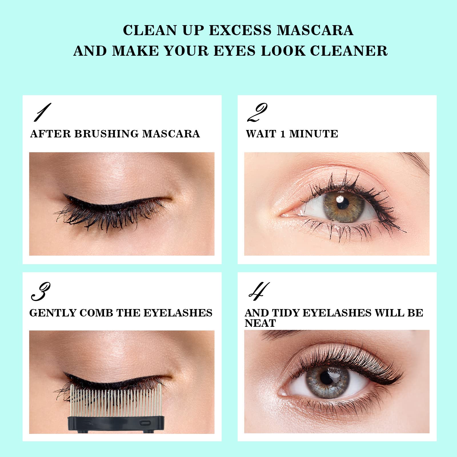 Eyelash Comb Separator Eyelashes Separator Curler,Adonop Eyelash Brush Definer Lash Comb Mascara Eyebrow Applicator with Cover Cosmetic Brushes Tool
