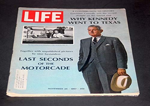 LIFE MAGAZINE NOVEMBER 24 1967 GOVERNOR CONNALLY & MOTORCADE PHOTO