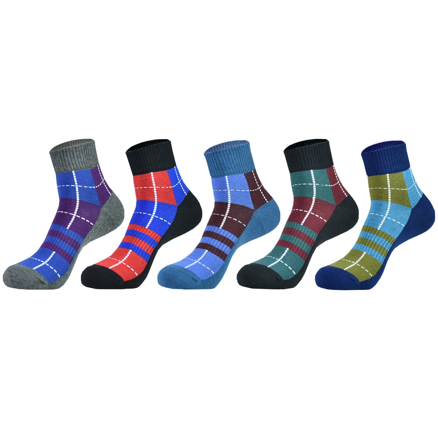 FLGYTH Men Socks- Low Cut Ankle Sock- Men Motion Short Socks Casual Colourful Novelty Cotton Socks 9-12