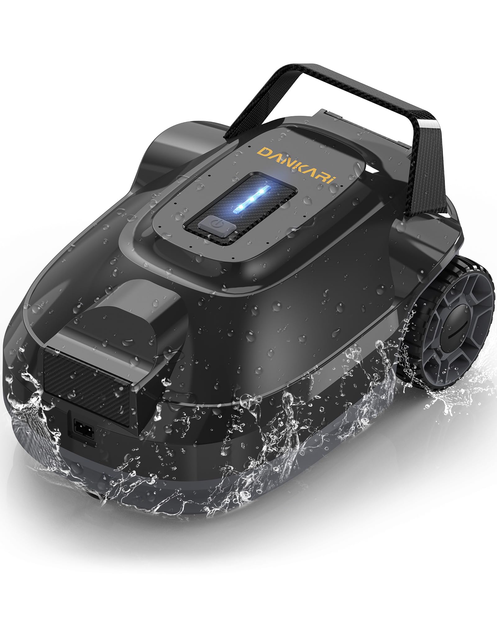 DANKARI Cordless Pool Robot Vacuum, Robotic Pool Rechargeable Cleaner for above Ground & In-Ground Swimming Flat Pools, Lasts 100 Mins, Automatic Self-Parking & Obstacle Avoidance (White)