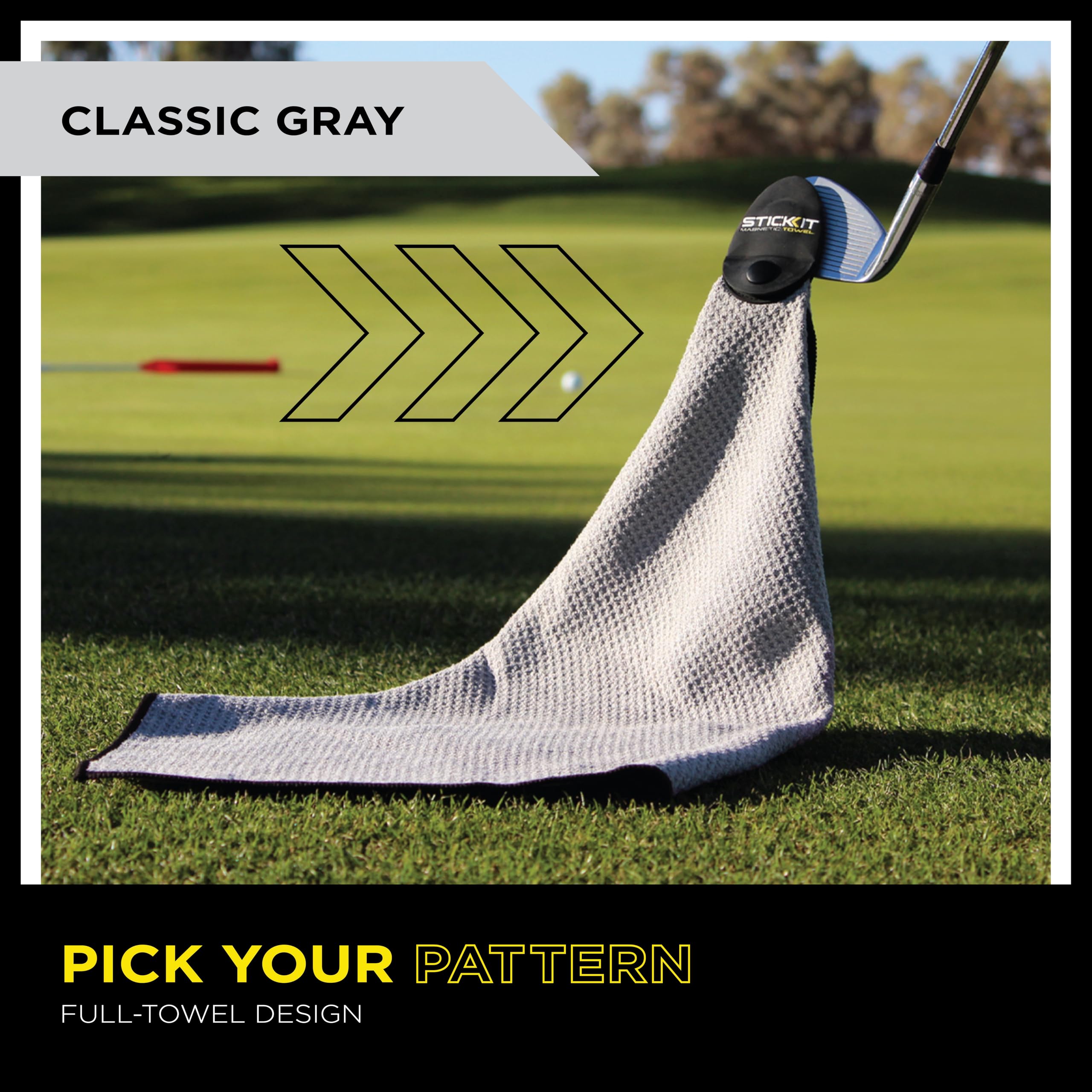 STICKIT Magnetic Golf Towel, Premium 29" Microfiber with Deep Waffle Pockets, Industrial Strength Magnet for Secure Hold to Golf Carts & Clubs, Ultra-Absorbent, Fast-Drying, Easy-Clean Design