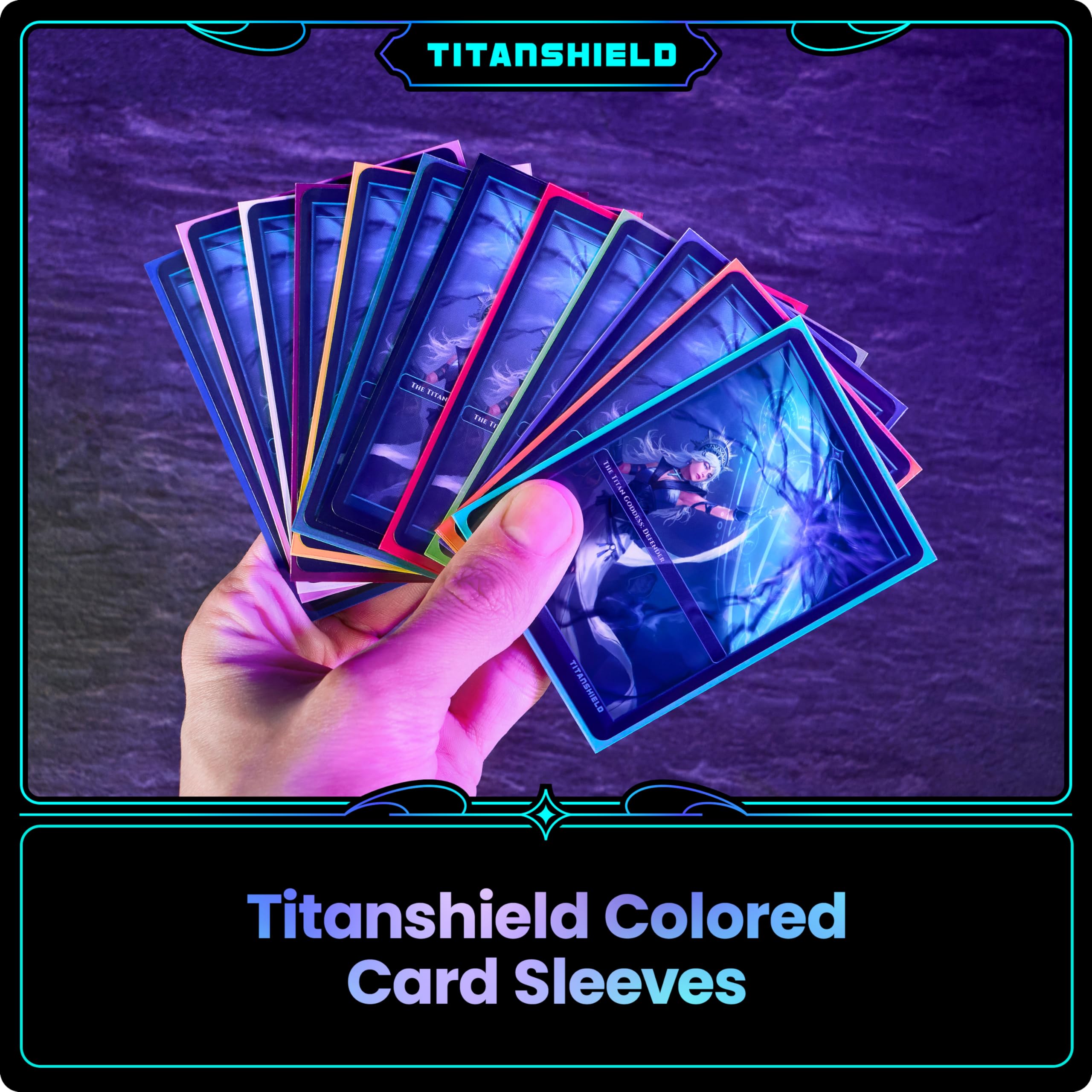 TitanShield (150 Sleeves, Black Compatible with Standard Sized Board Games, MTG Magic The Gathering, Pokemon, Lorcana and Trading Cards 2.5" x 3.5" 66x91mm