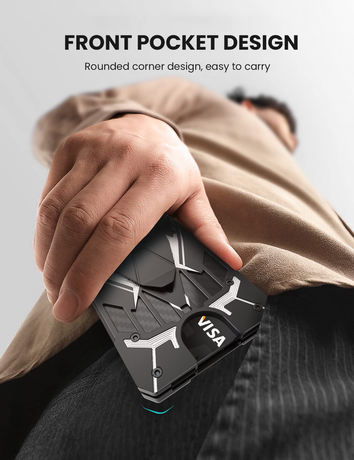 Elilier Card Holder Slim Wallet for Men, Minimalist Wallet with ID Card Holder for Men, RFID Blocking Thin Wallet, Holds Up 15 Cards with Money Clip, Front Pocket