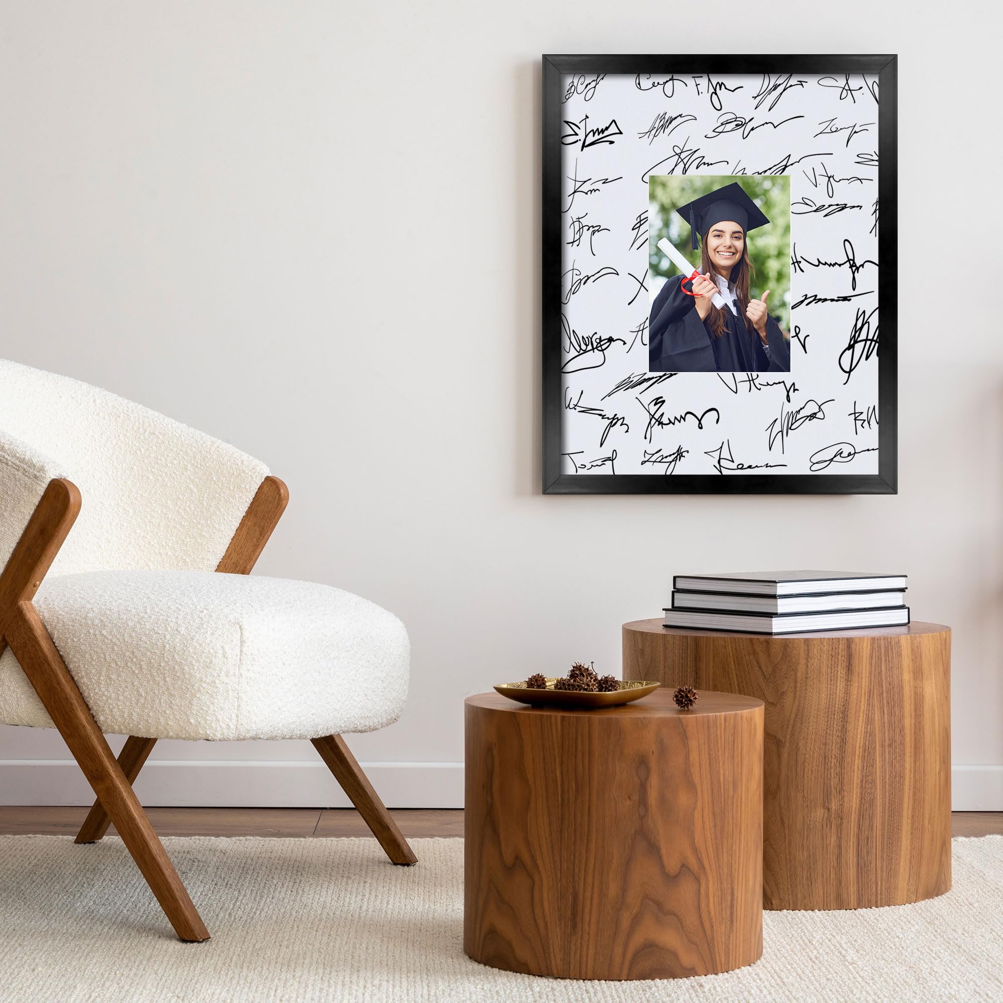 Hiwhy Signature Board 11x14 Picture Frame with 5x7 Mat for Graduation Wedding Birthday Guest Book Party Signing, Wall and Tabletop Display